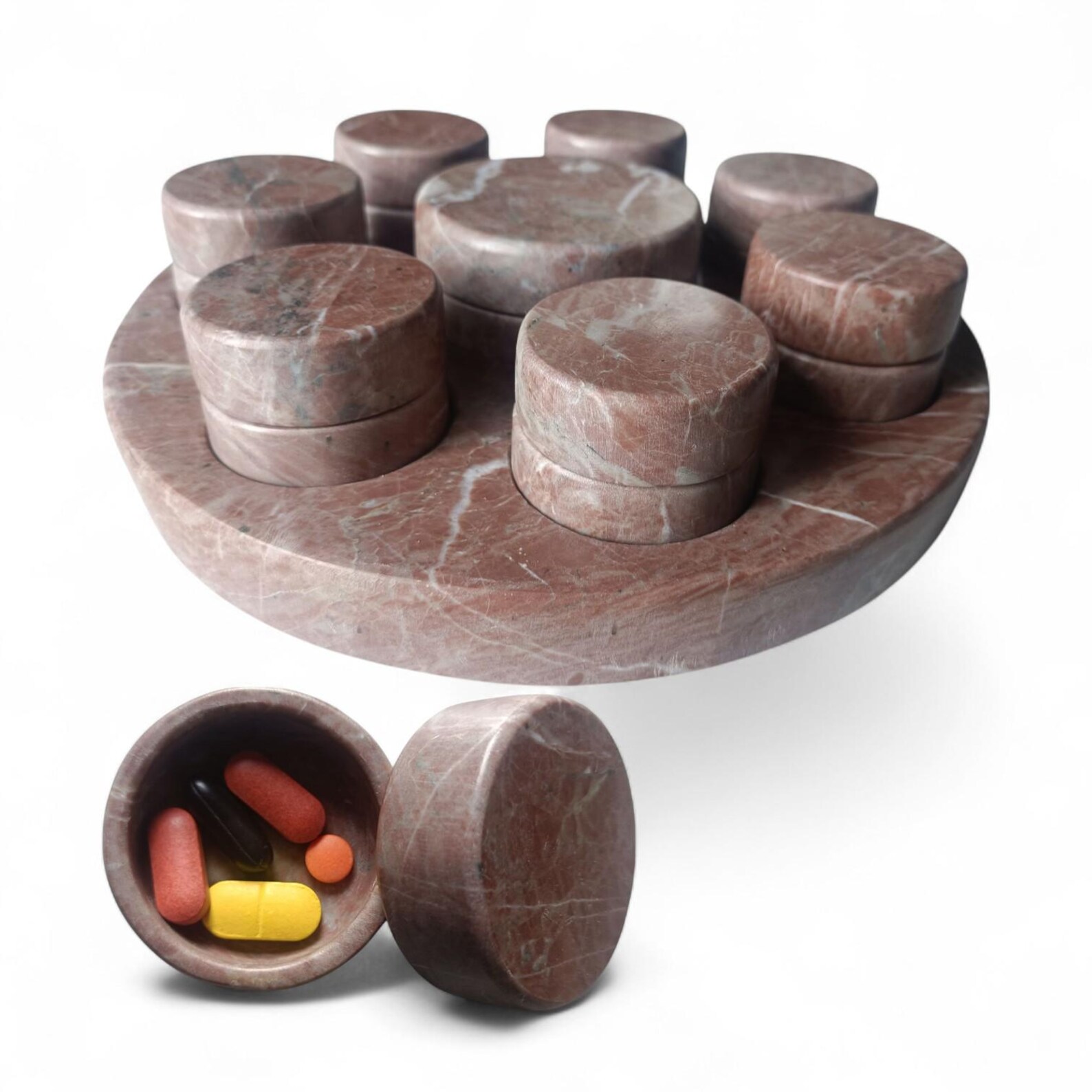 Handcarved Pink Marble 7-day Pill Organizer: Luxury Medicine Box - Etsy