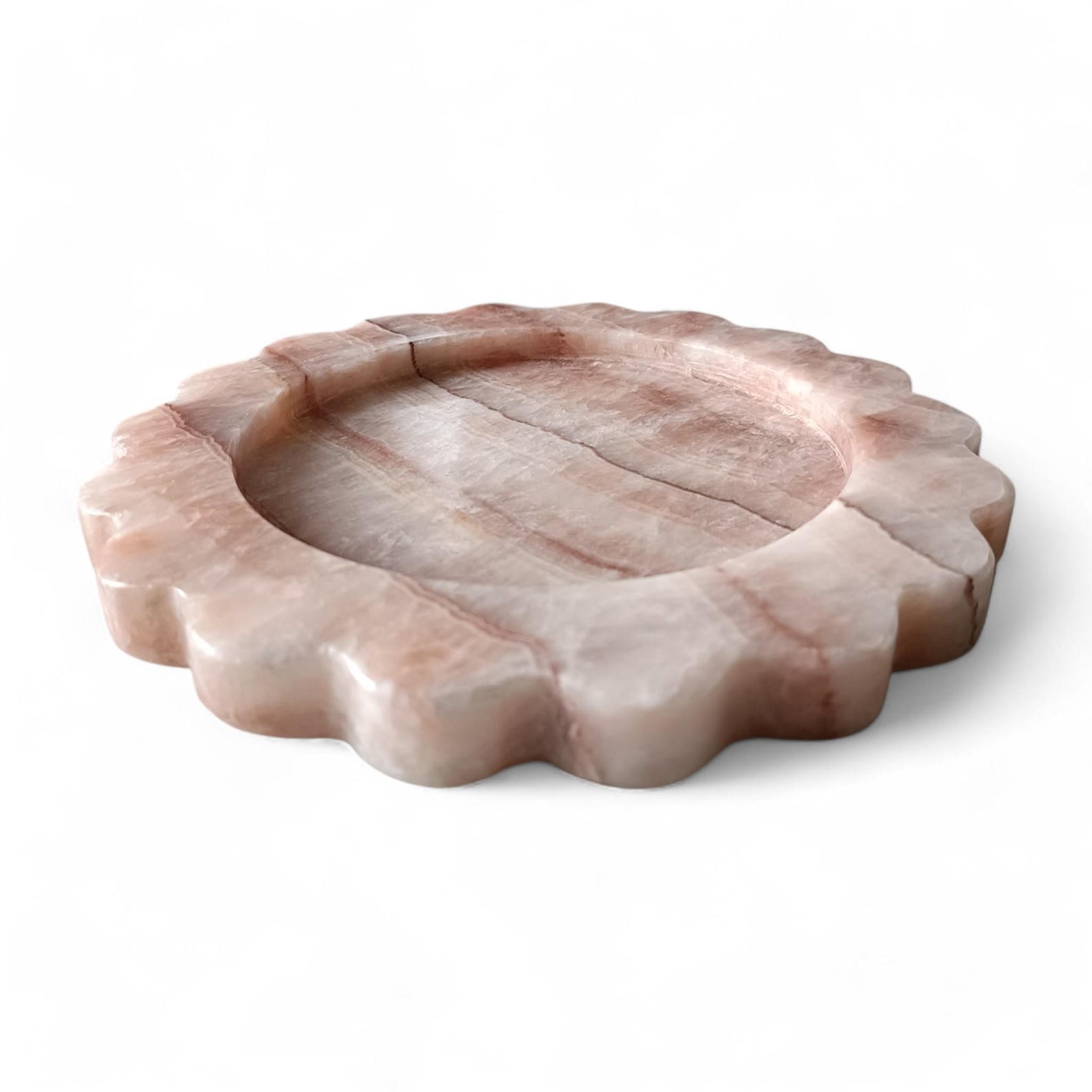 Scalloped Onyx Marble Tray: Round Decorative Jewelry & Serving Plate - Etsy