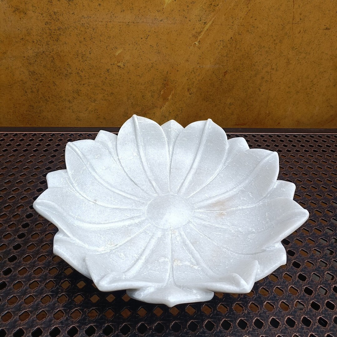 12 Inch Decorative White Marble Ribbed Wave Ruffle Bowl Fruit Bowl for ...
