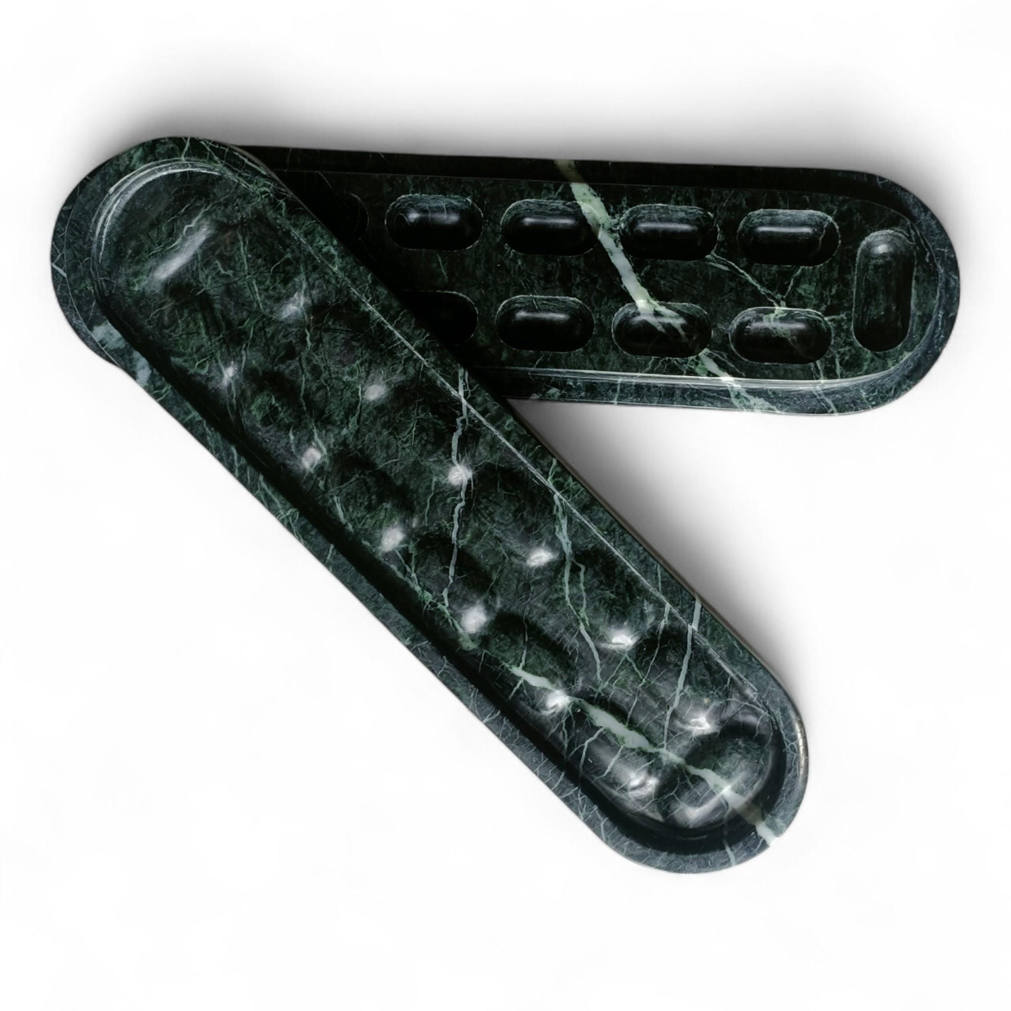 Green Marble Pill Box: Handmade Natural Stone Morning Evening Seven ...