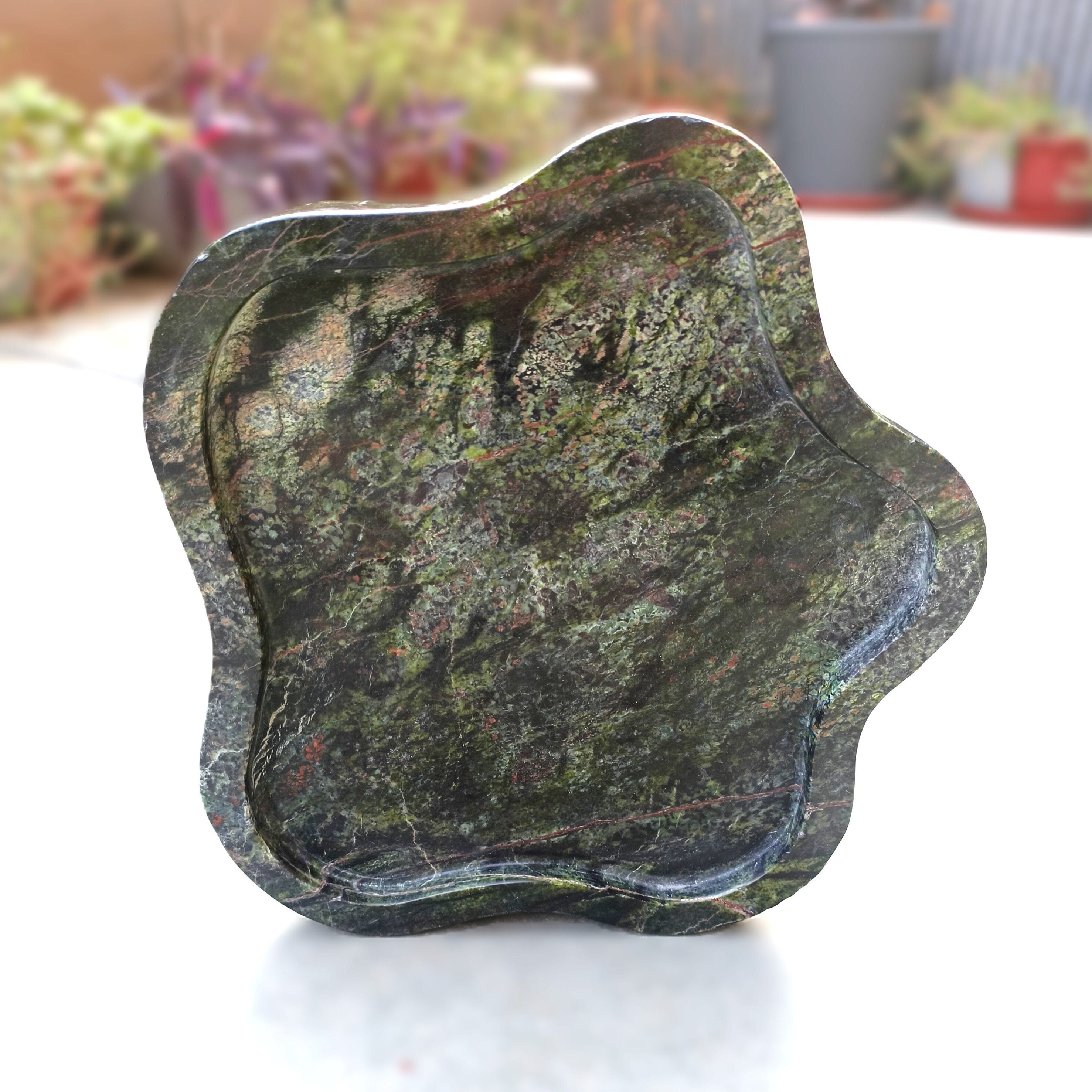 Green Marble Serving Tray: Amoeba Shape Decorative Tray, Home Decor - Etsy