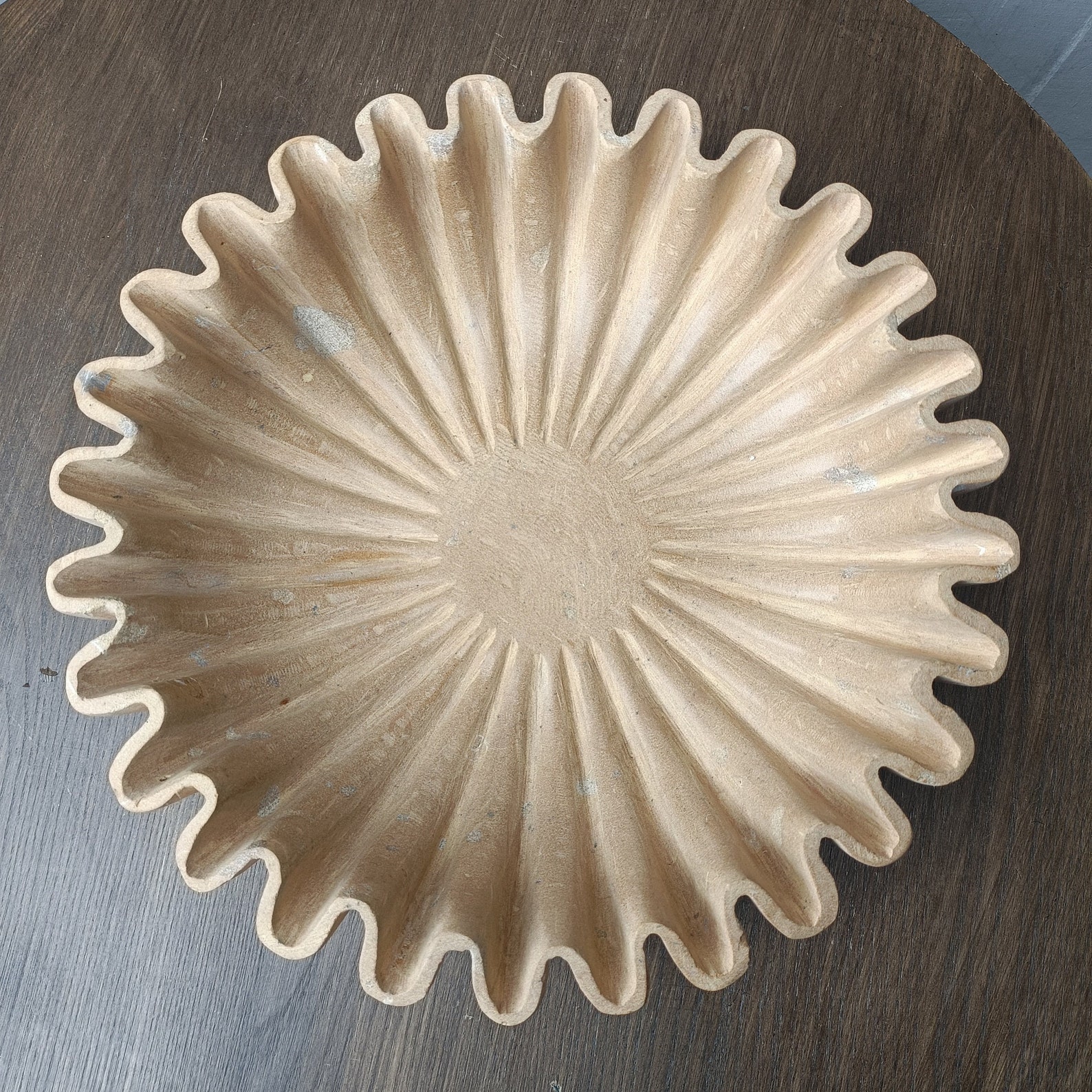 Handmade Jaisalmer Stone Bowl: 15 Inch Ribbed Wave Ruffle Decor - Etsy