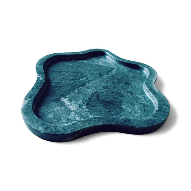 Green Marble Serving Tray: Amoeba Shape Decorative Tray, Home Decor - Etsy