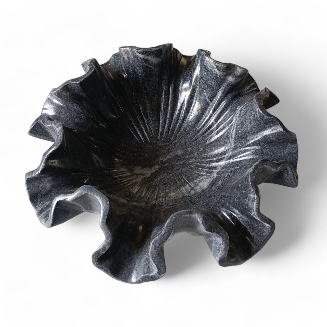 Handmade Greyish Black Marble Ruffle Bowl: Home & Office Decor - Etsy