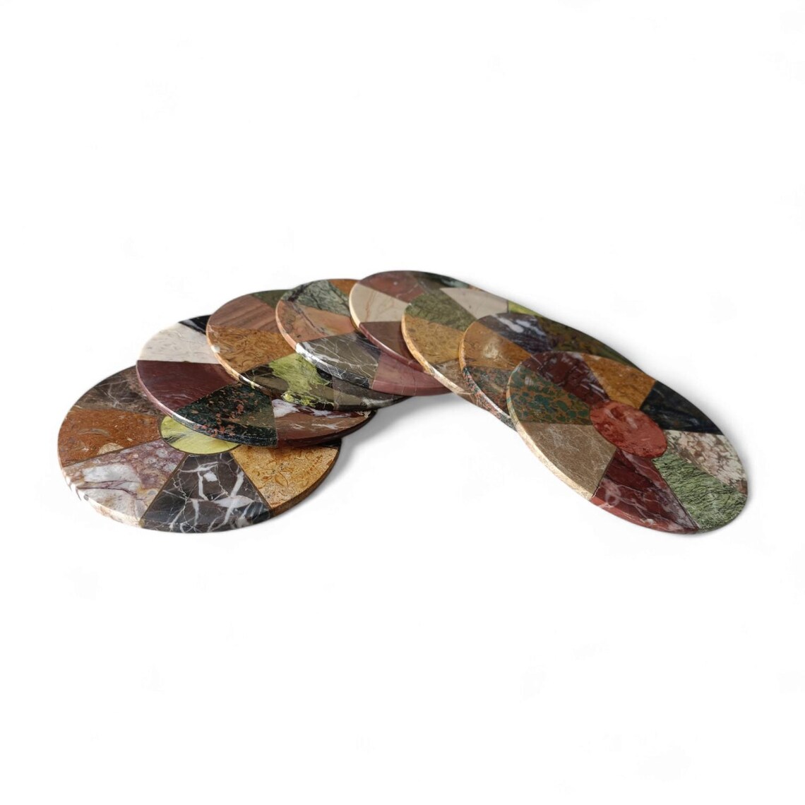 Handmade Mosaic Marble Coasters: Colorful Drink Coasters, Set of 6 - Etsy