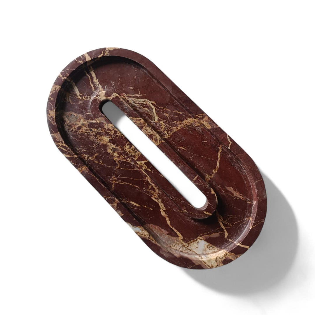 Limited Edition Handmade Beautiful Oval Shape Handmade Cherry Stone Tray, Marble Platter ...