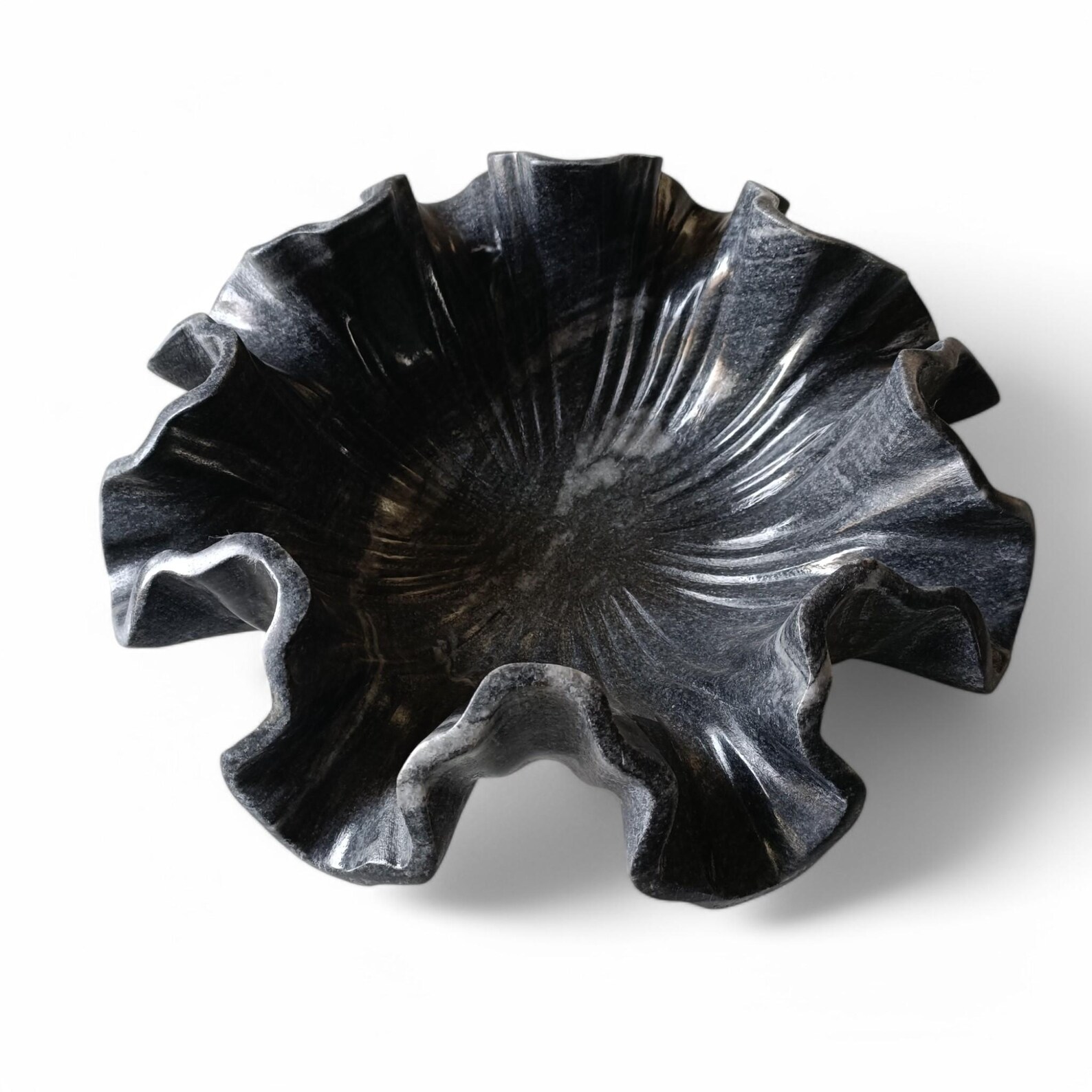 Handmade Greyish Black Marble Ruffle Bowl: Home & Office Decor - Etsy