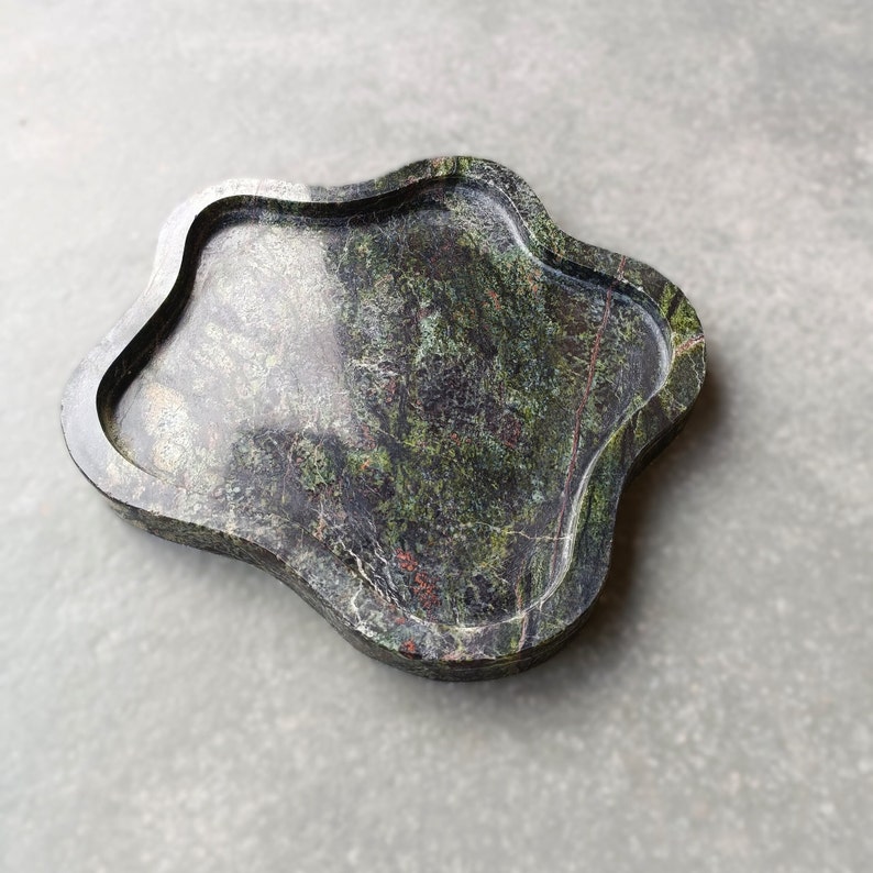 Rainforest Green Marble Tray: Amoeba Shape Decorative Tray - Etsy