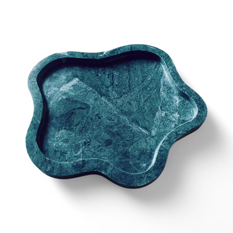Green Marble Serving Tray: Amoeba Shape Decorative Tray, Home Decor - Etsy