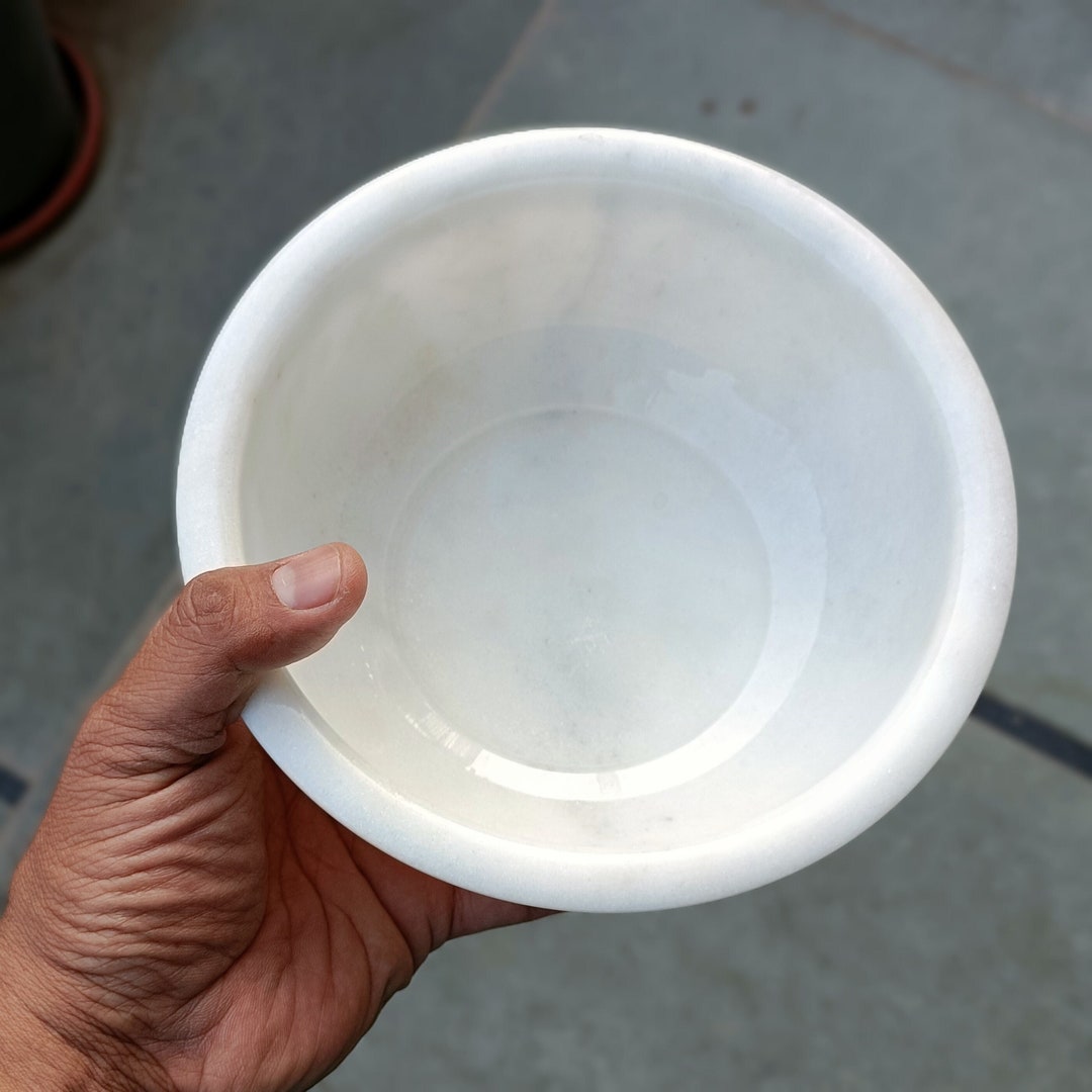 Decorative 7 Inch Plain Basic Marble Bowl Ribbed Wave Fruit Bowl for ...
