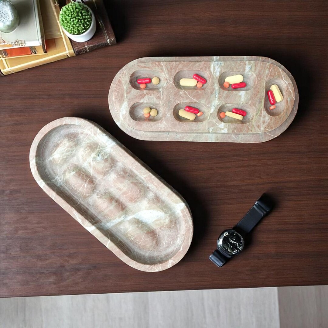 Handmade Light Pink Marble Pill Box: Seven Day Organizer - Etsy