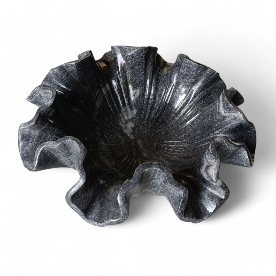 Handmade Greyish Black Marble Ruffle Bowl: Home & Office Decor - Etsy