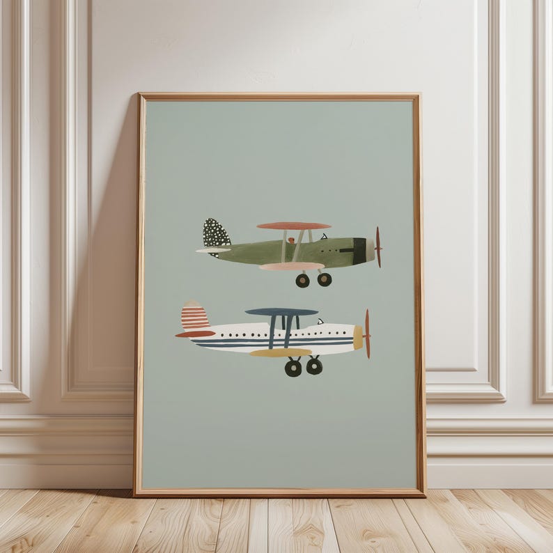 Vintage Airplane Print Set, Retro Aviation Wall Art, Neutral ...
