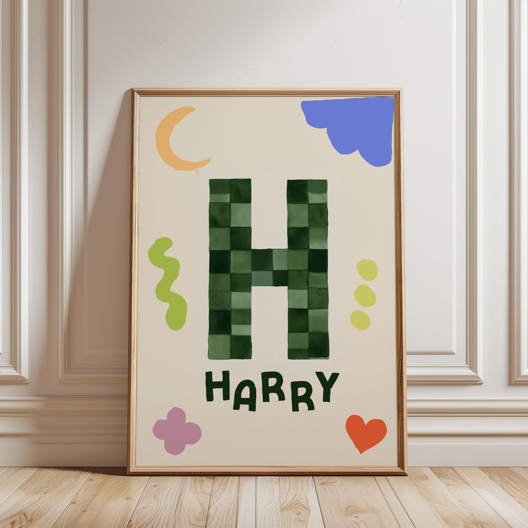 Custom Name Print, Personalized Nursery Art, Modern Kids Room Wall ...