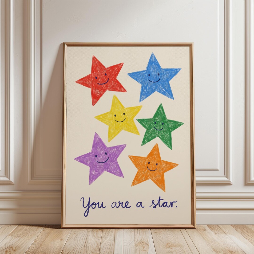 You Are a Star Printable, Star Wall Art, Positive Quote Nursery Print ...