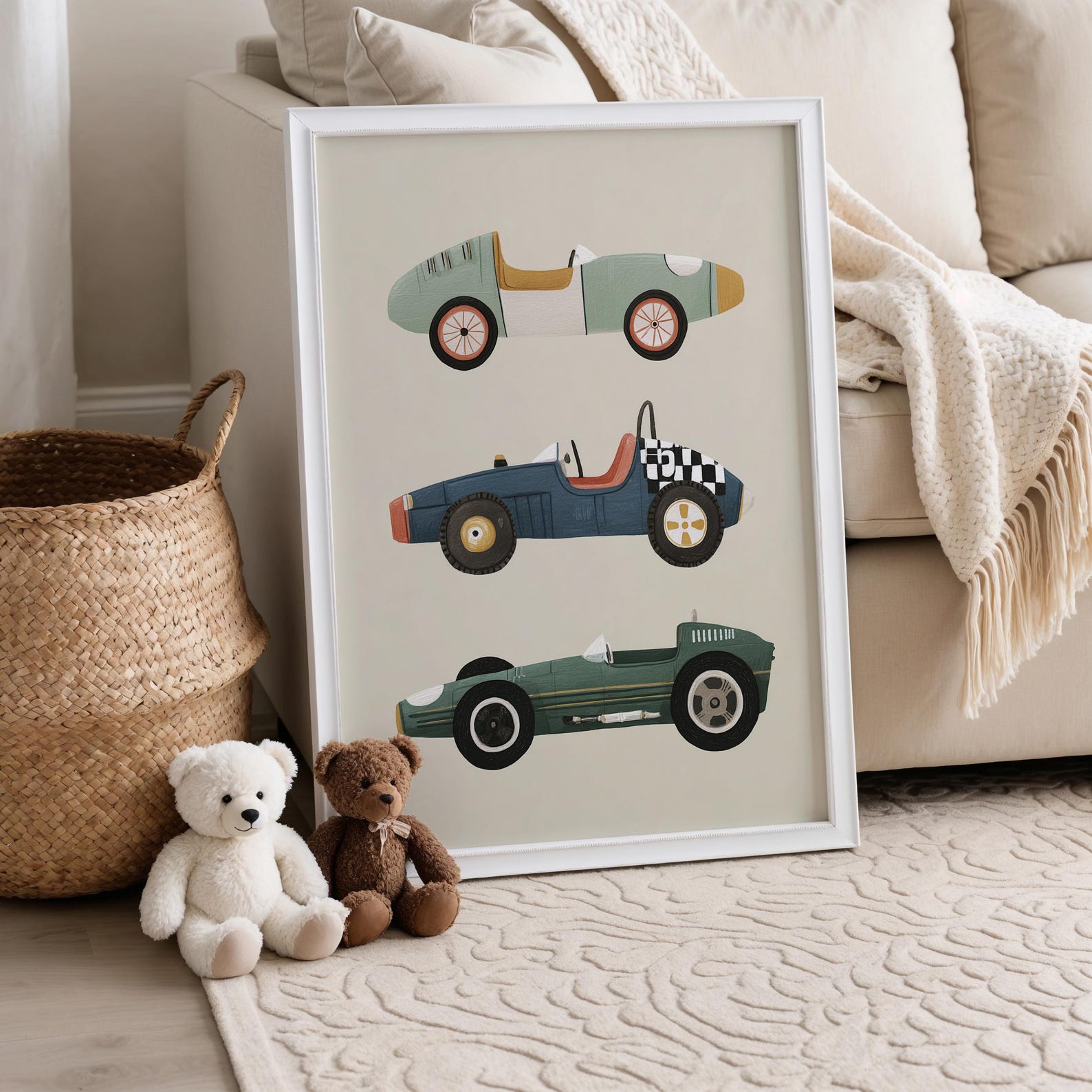 Vintage Race Car Print, Retro Cars Wall Art, Transportation Poster ...