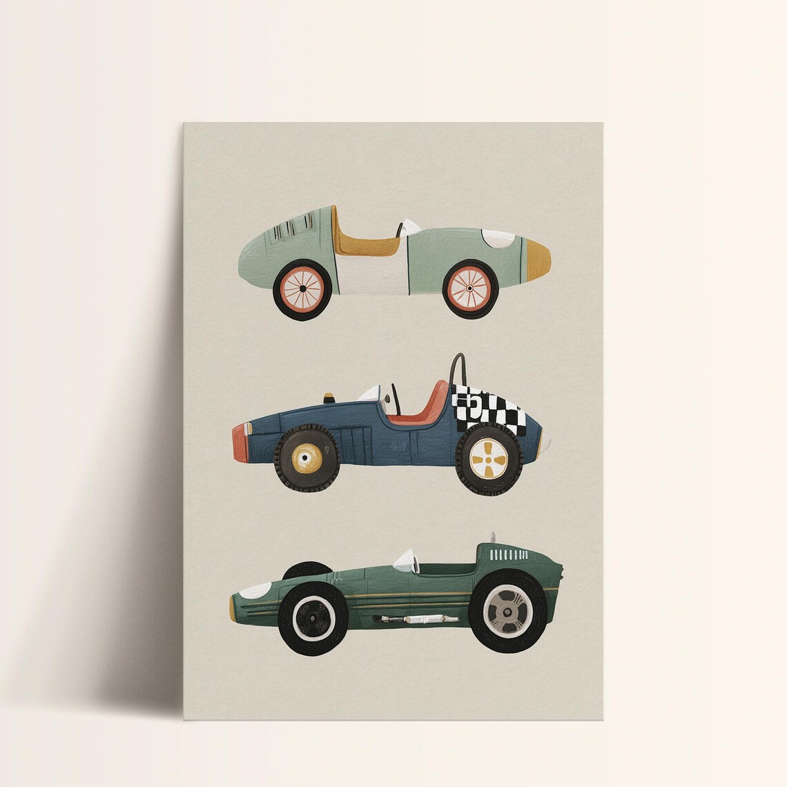 Vintage Race Car Print, Retro Cars Wall Art, Transportation Poster ...