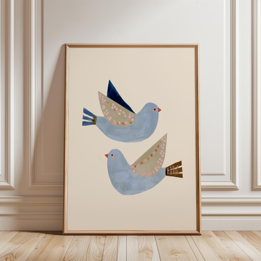 Blue Bird Wall Art Print Nursery Decor | Kids Room Art Digital Download ...