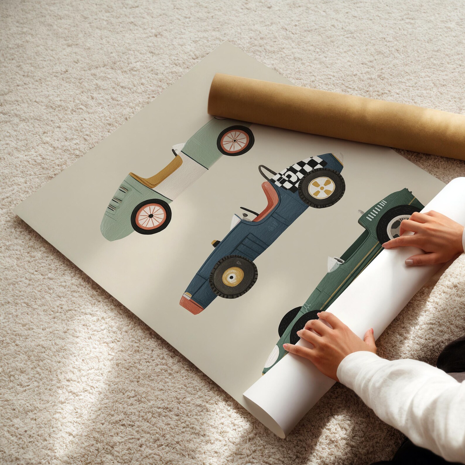Vintage Race Car Print, Retro Cars Wall Art, Transportation Poster ...