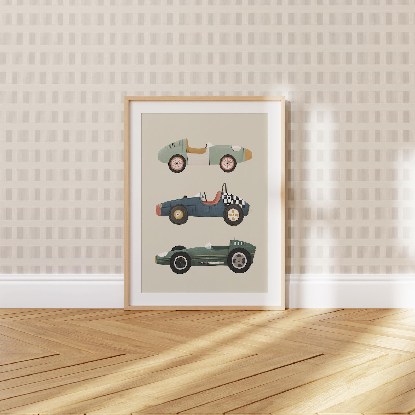 Vintage Race Car Print, Retro Cars Wall Art, Transportation Poster ...