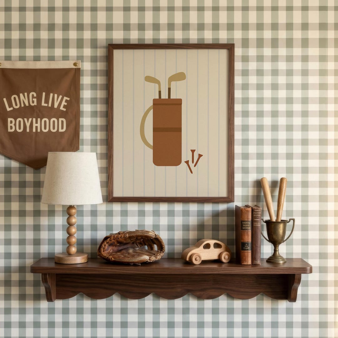 Golf Bag Print Nursery, Retro Sports Wall Art, Vintage Kids Room Decor ...