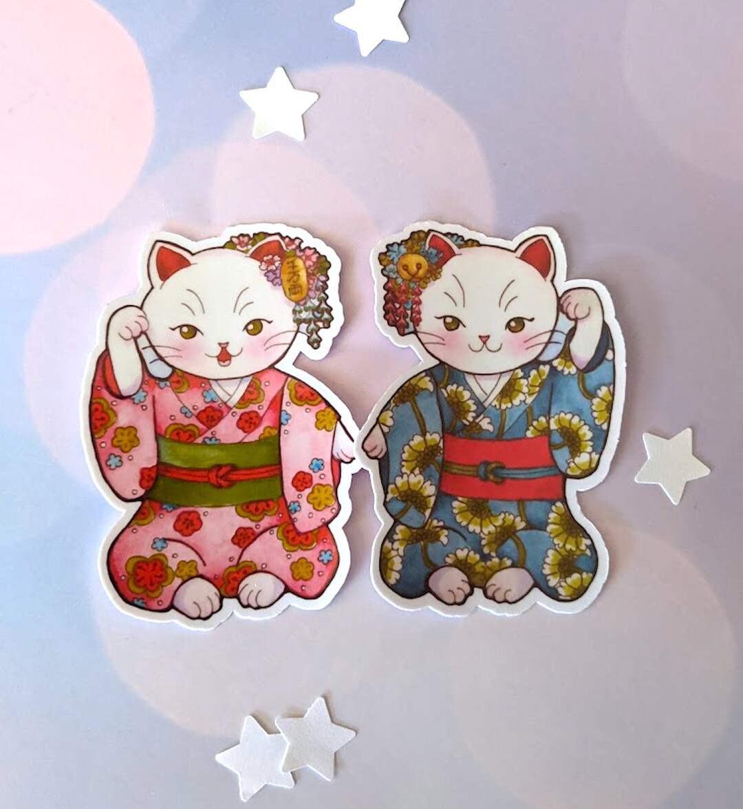 Maneki Neko Sticker | Laminated Vinyl Die Cut Sticker | Chose 2 Designs ...