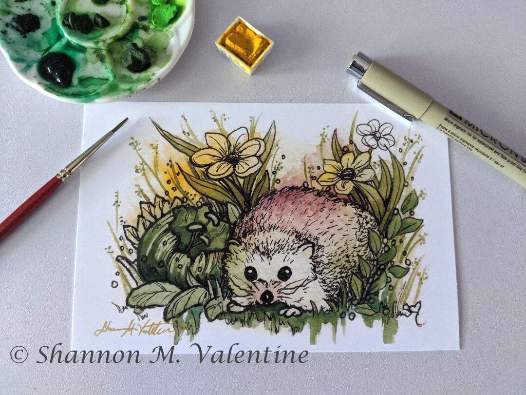 Cute Critter Giclée Art Print Hedgehog Love 4x6 | Etsy