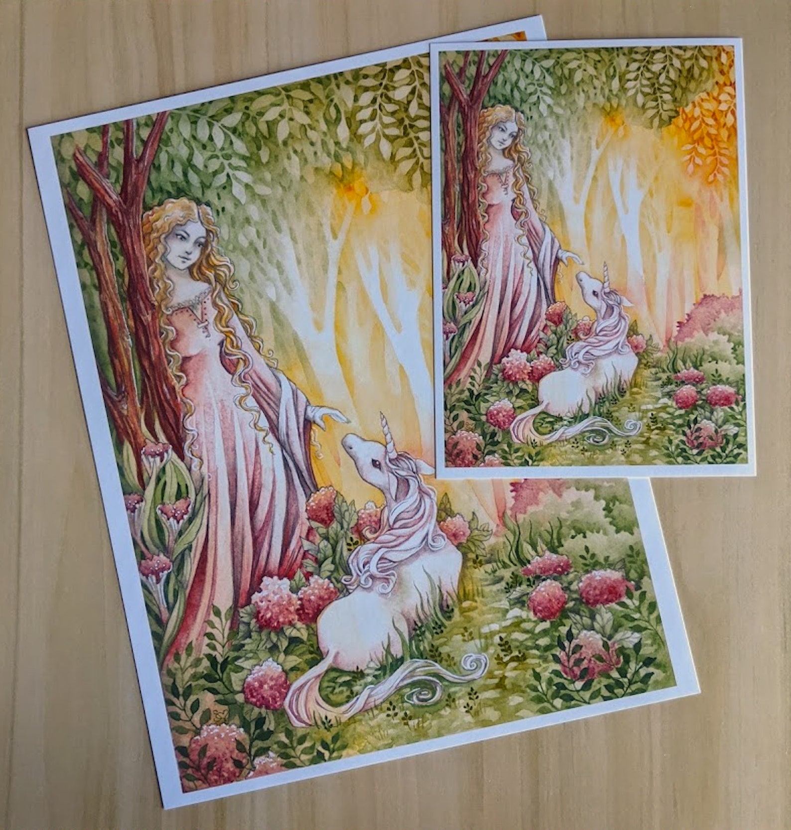 Medieval Fantasy Art | Maiden and Unicorn | Whimsical Giclée Art Print ...