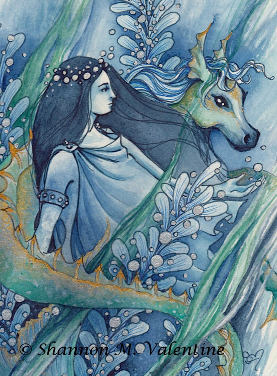 Thetis Goddess Art Print Greek Mythology Hippocamp Sea - Etsy