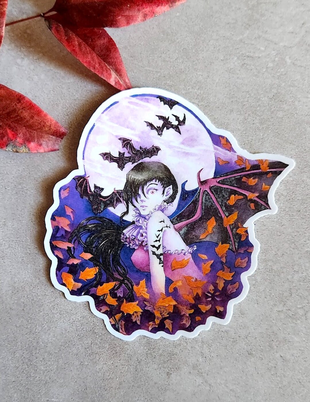 Dark Fantasy Gothic Sticker Laminated Vinyl Die Cut Sticker Demon Girl ...