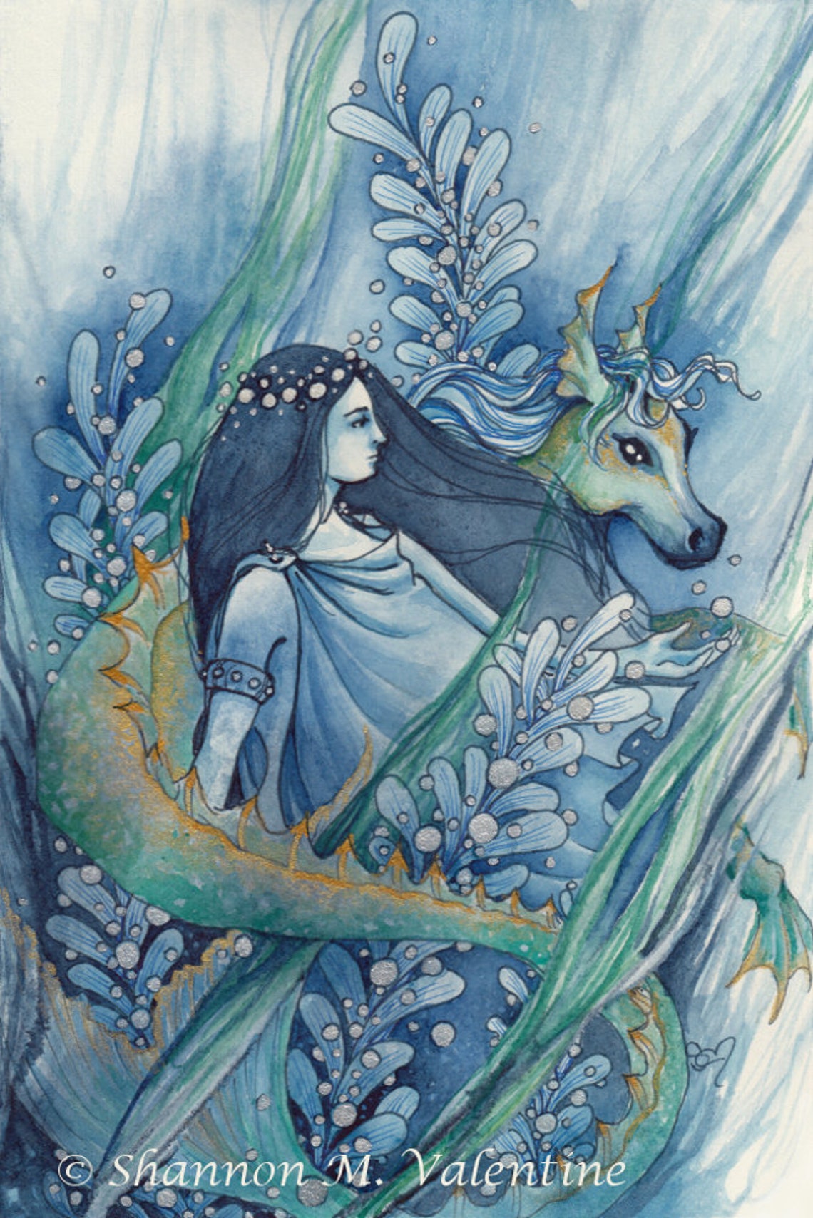 Thetis Goddess Art Print Greek Mythology Hippocamp Sea - Etsy