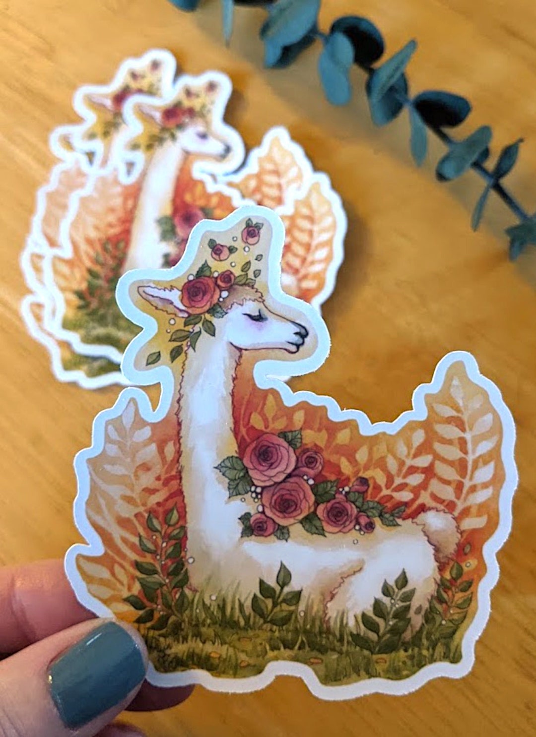 Llama Love Sticker | Laminated Vinyl Die Cut Sticker | Whimsical ...