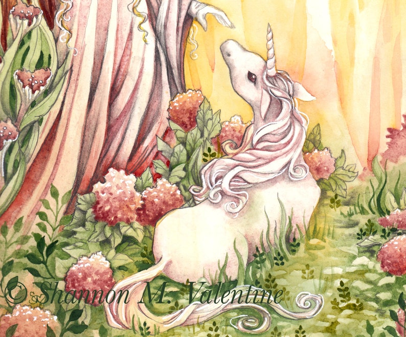 Medieval Fantasy Art | Maiden and Unicorn | Whimsical Giclée Art Print ...
