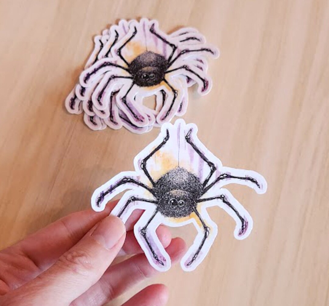Creepy Cute Fuzzy Spider | Laminated Vinyl Die Cut Sticker | Dark Goth ...