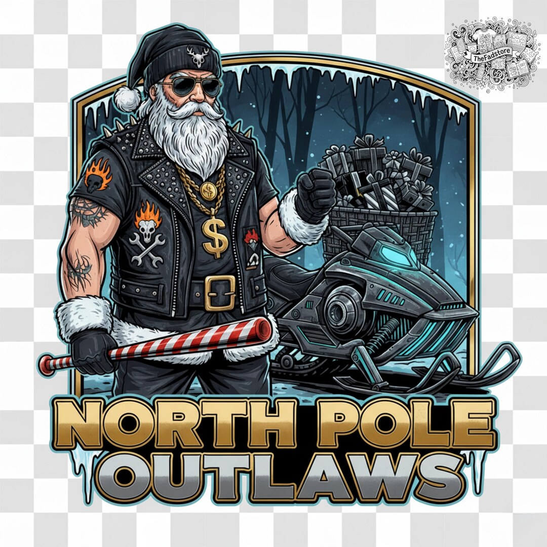 North Pole Outlaws Biker Santa Christmas Design - Etsy