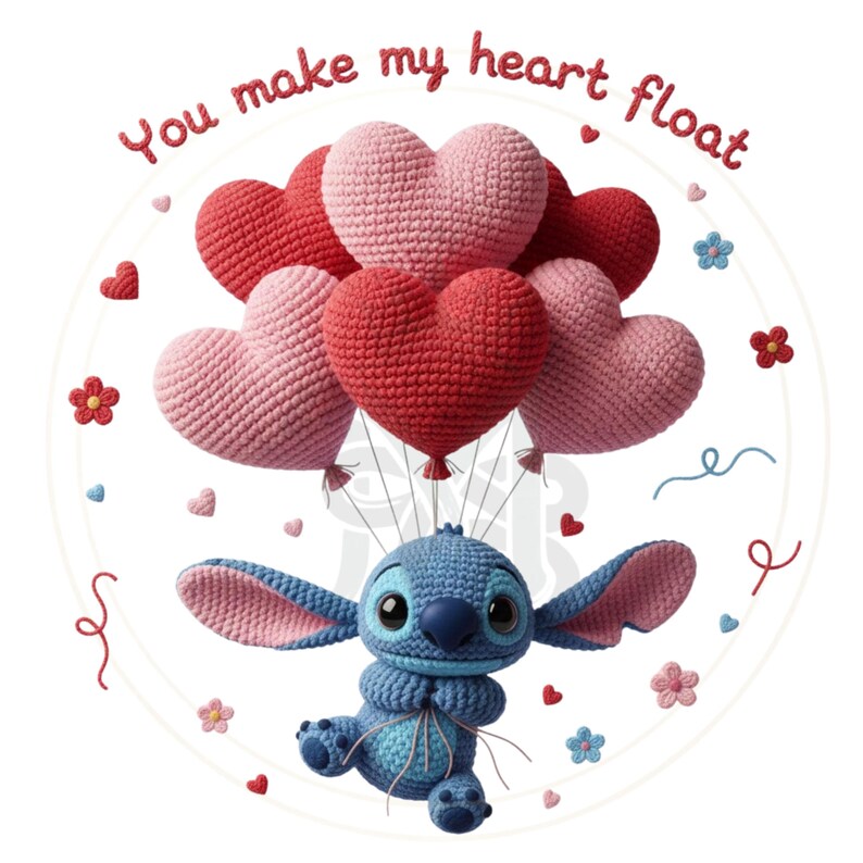 You Make My Heart Float Stitch PNG | Valentine Love Quote | Romantic ...