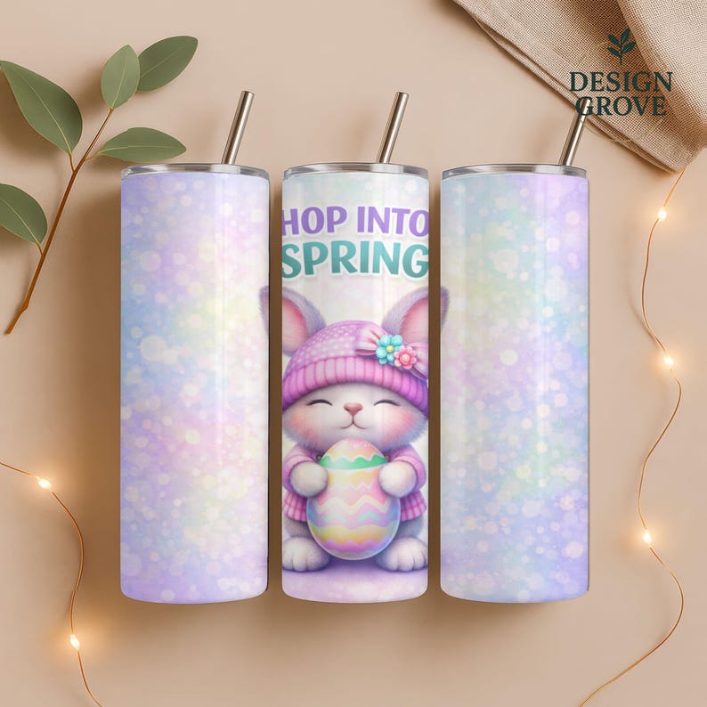 Easter Bunny Tumbler Wrap PNG | Hoppy Easter 20oz Skinny Design ...