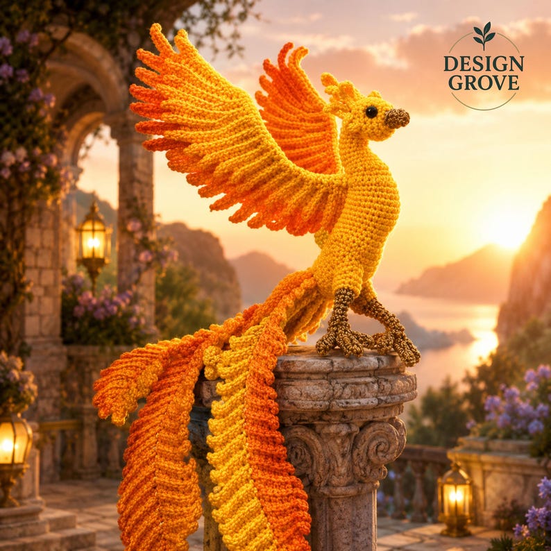 Phoenix Crochet Pattern PDF, Amigurumi Firebird Plush, Fantasy Bird ...