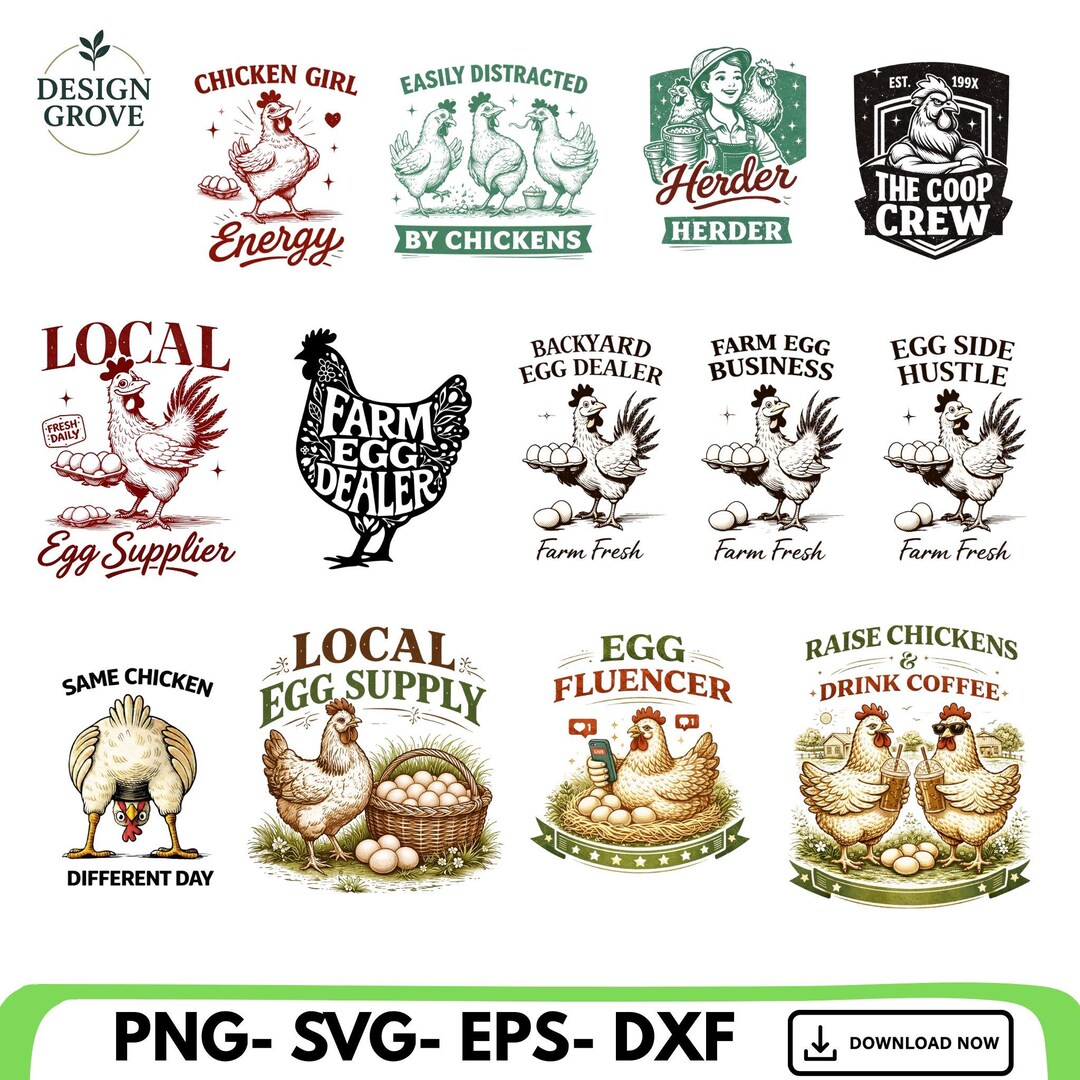 Chicken Egg Dealer SVG Bundle | Farm Fresh Designs (digital Download ...