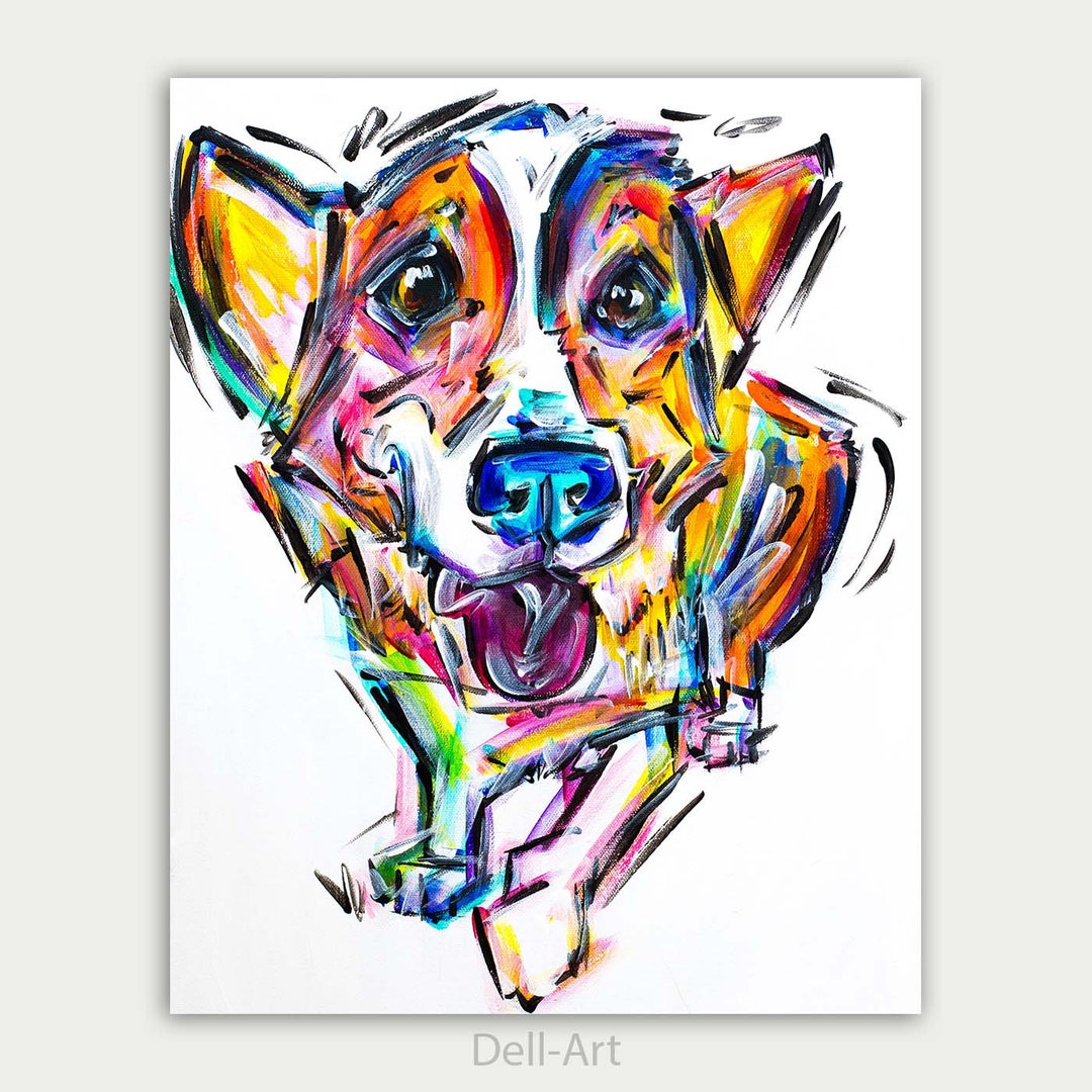 Custom Pet Portrait Colorful Dog Painting Custom Dog - Etsy