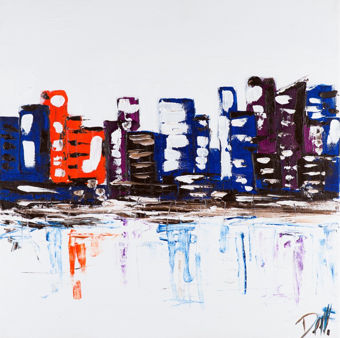 Colorful New York City Abstract Art, Urban Modern, Oil & Acrylic on ...