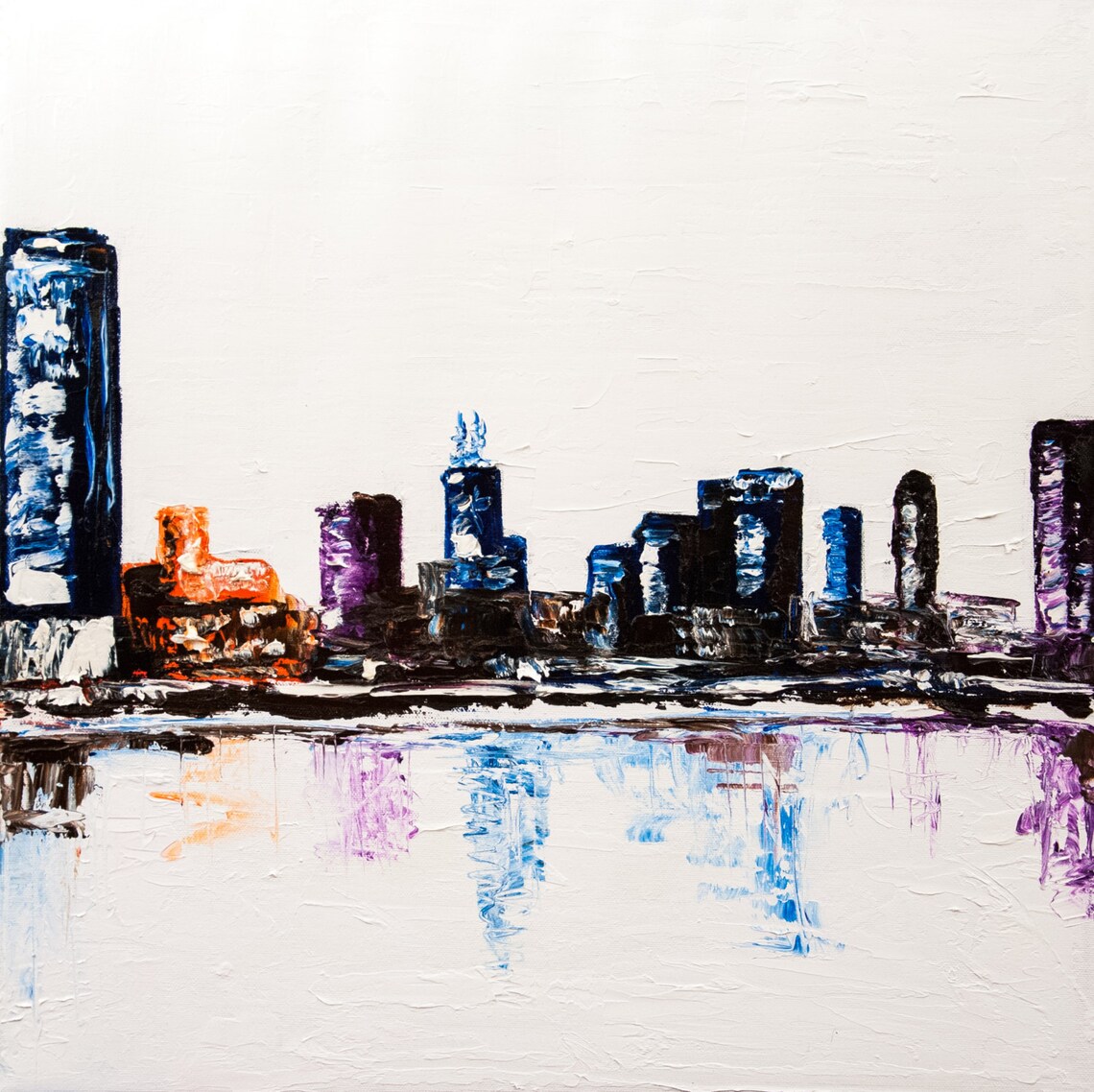 Chicago Abstract Art Urban Modern Painting Textured | Etsy