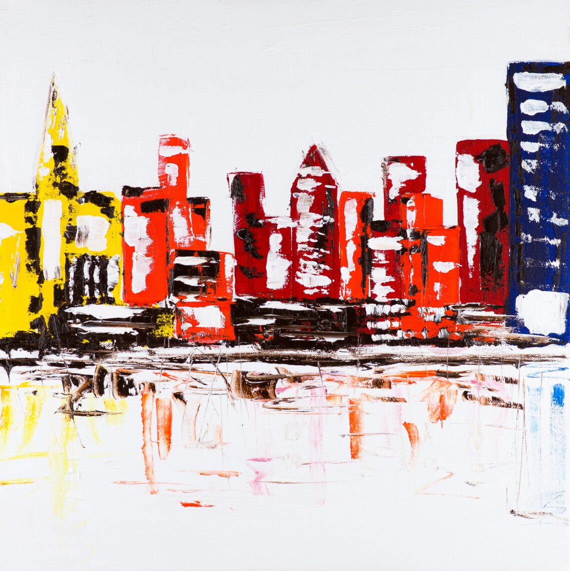Colorful New York City Abstract Art, Urban Modern, Oil & Acrylic on ...