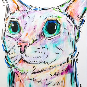 Colorful Art, Custom Cat Paintings, Custom Pet Portrait, Acrylic on ...
