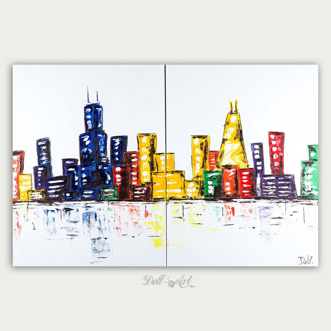 Original Chicago Abstract Art- Urban Modern Painting -textured Painting ...