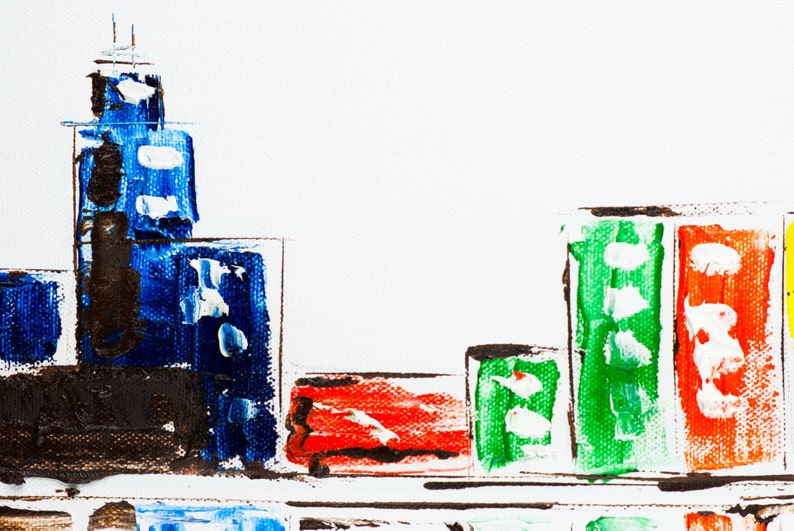 Original Chicago Painting, Modern & Abstract City Art, Chicago Skyline ...
