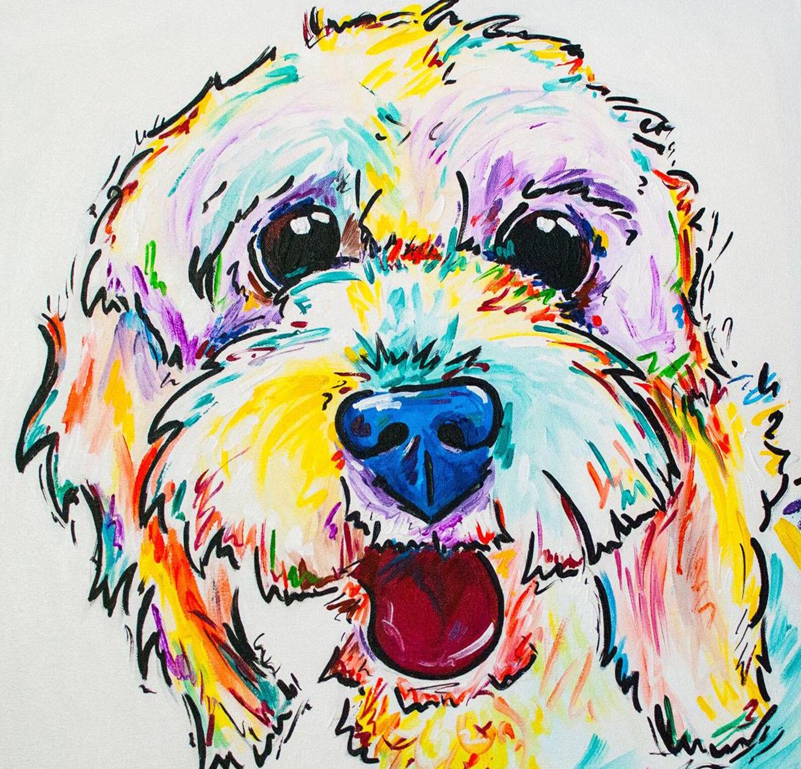 Colorful Pet Art, Custom Dog Paintings, Custom Pet Portrait, Acrylic on ...