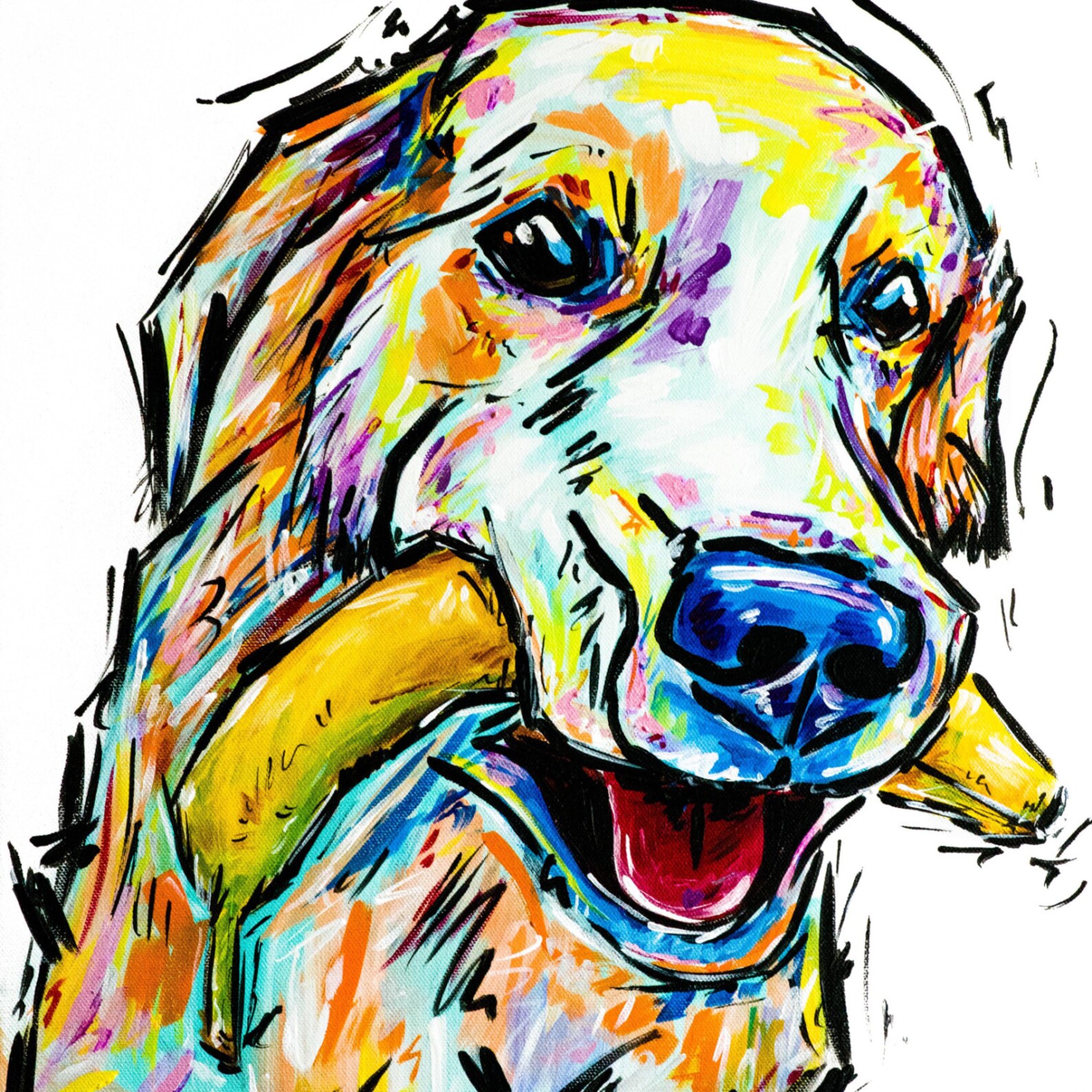 Colorful Dog Art Custom Dog Paintings Pet Portrait Acrylic - Etsy