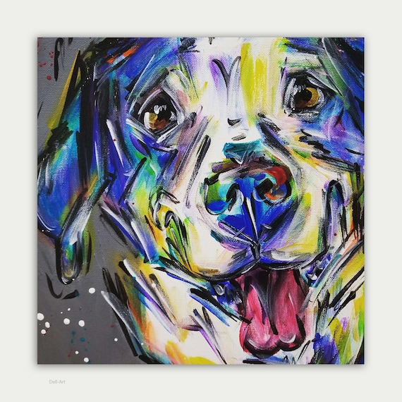 Colorful Abstract Acrylic Painting Dogs