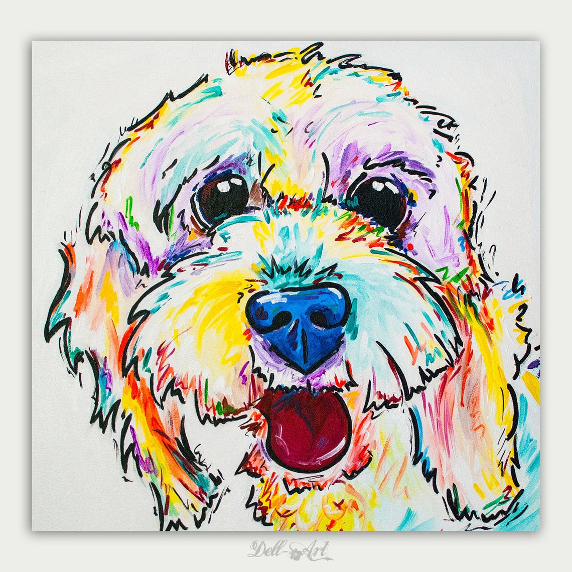 Colorful Pet Art, Custom Dog Paintings, Custom Pet Portrait, Acrylic on ...